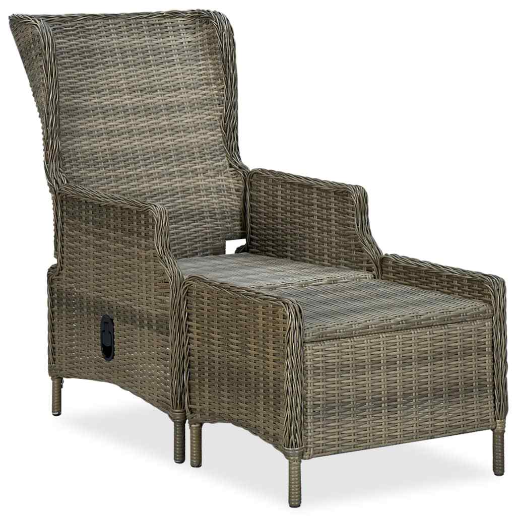 Reclining Garden Chair with Footstool Poly Rattan Brown vidaXL | eBay ...