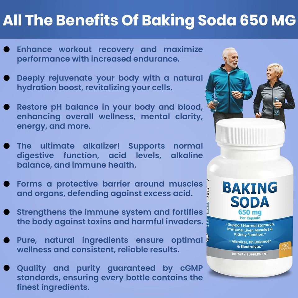 Natural Baking Soda Capsules Kidney Stomach Acid Sodium Bicarbonate ...