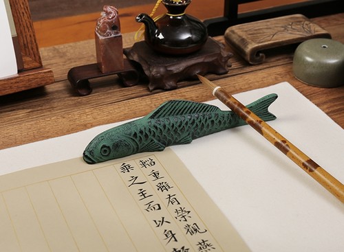 Japan Iron Koi Carp Fish Shape Paperweight Brush Rest Calligraphy ...