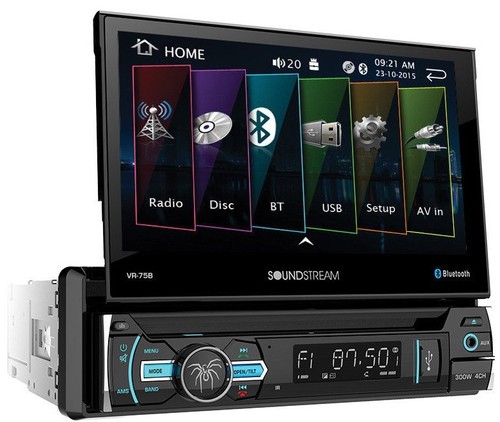 Soundstream VR-75B 1 Din DVD/CD/MP3 Player Flip-Up 7" Monitor Bluetooth ...