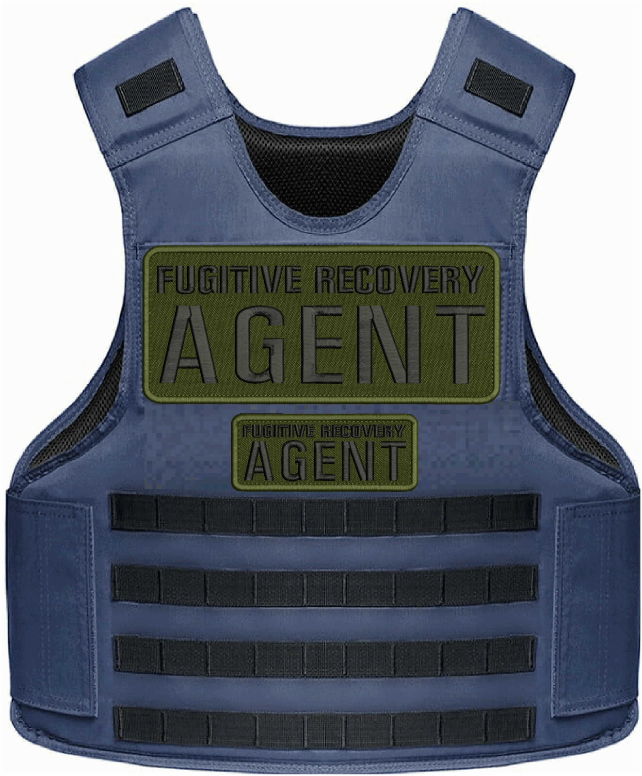 FUGITIVE R AGENT 2 EMBROIDERY PATCHES 4X10 &2X5 VELCR@ ON BACK BLACK ON ...