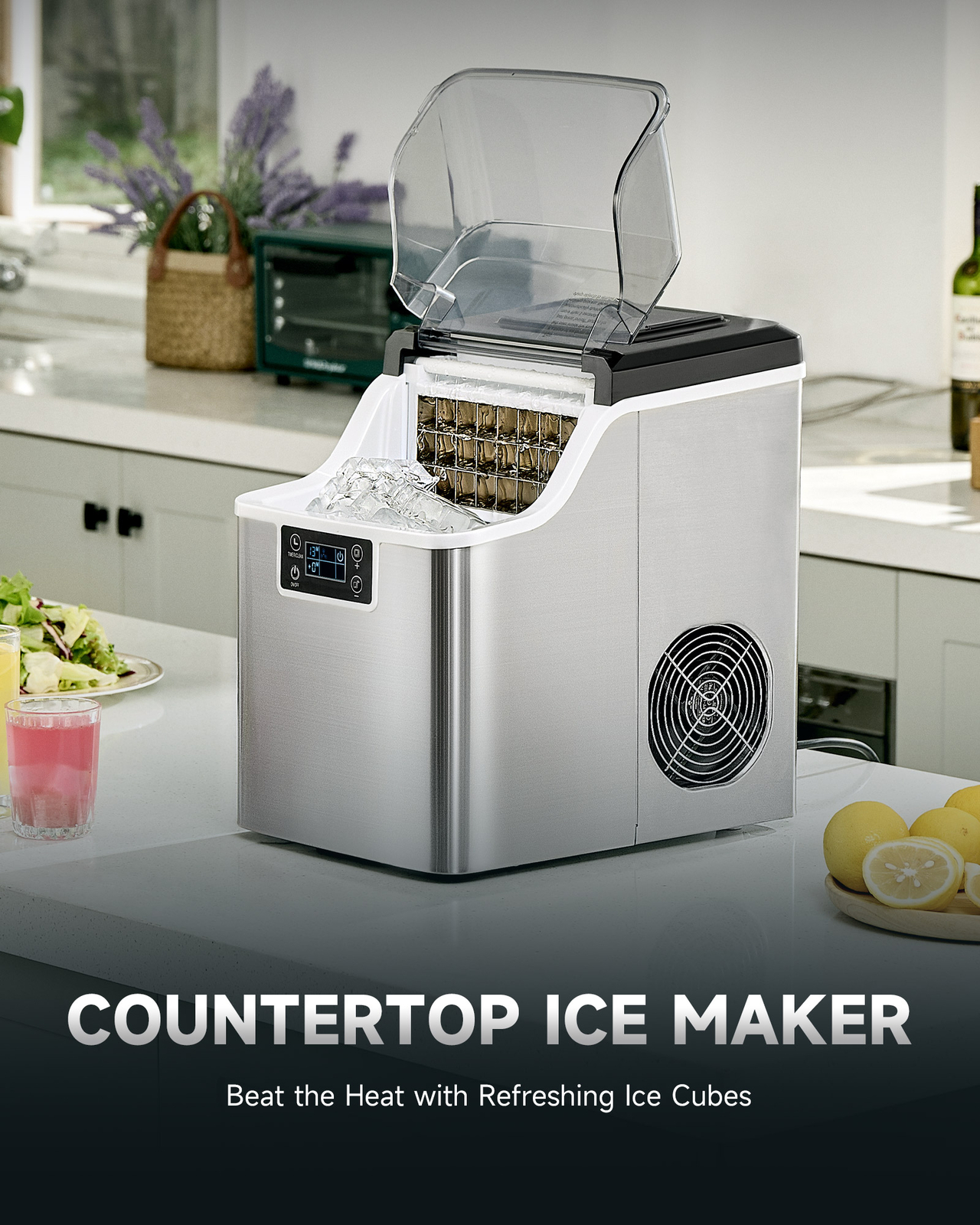 WILPREP Ice Maker Machine Counter Top Ice Cube Maker for Home 22kg in ...