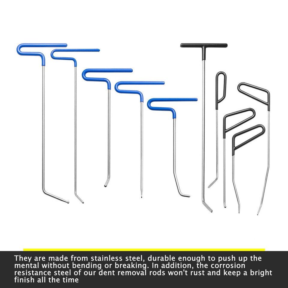 118PCS Paintless Dent Removal Rods Stainless Steel Tool Kit PDR Dent ...