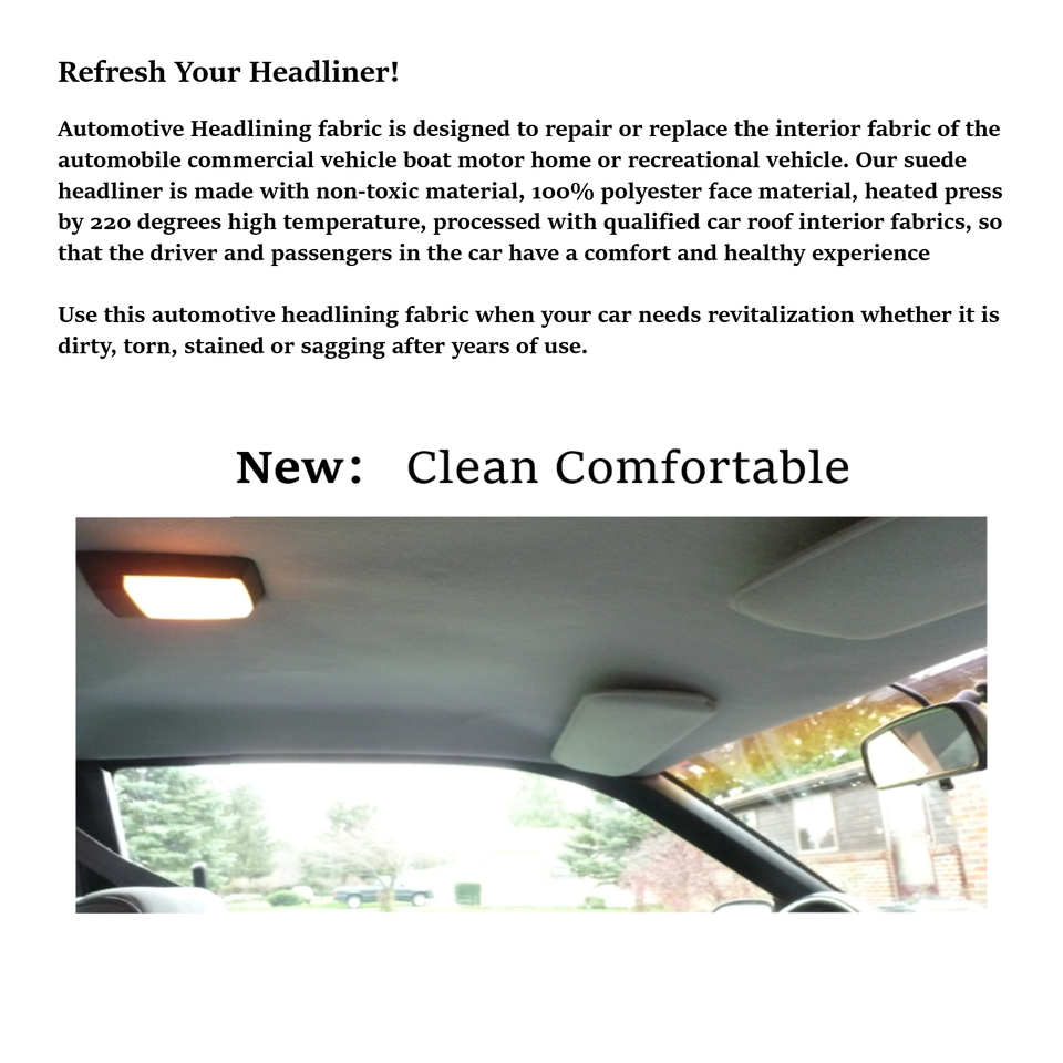 Foam Backed Headliner Fabric Upholstery Replace Car Roof Dirty/Torn ...