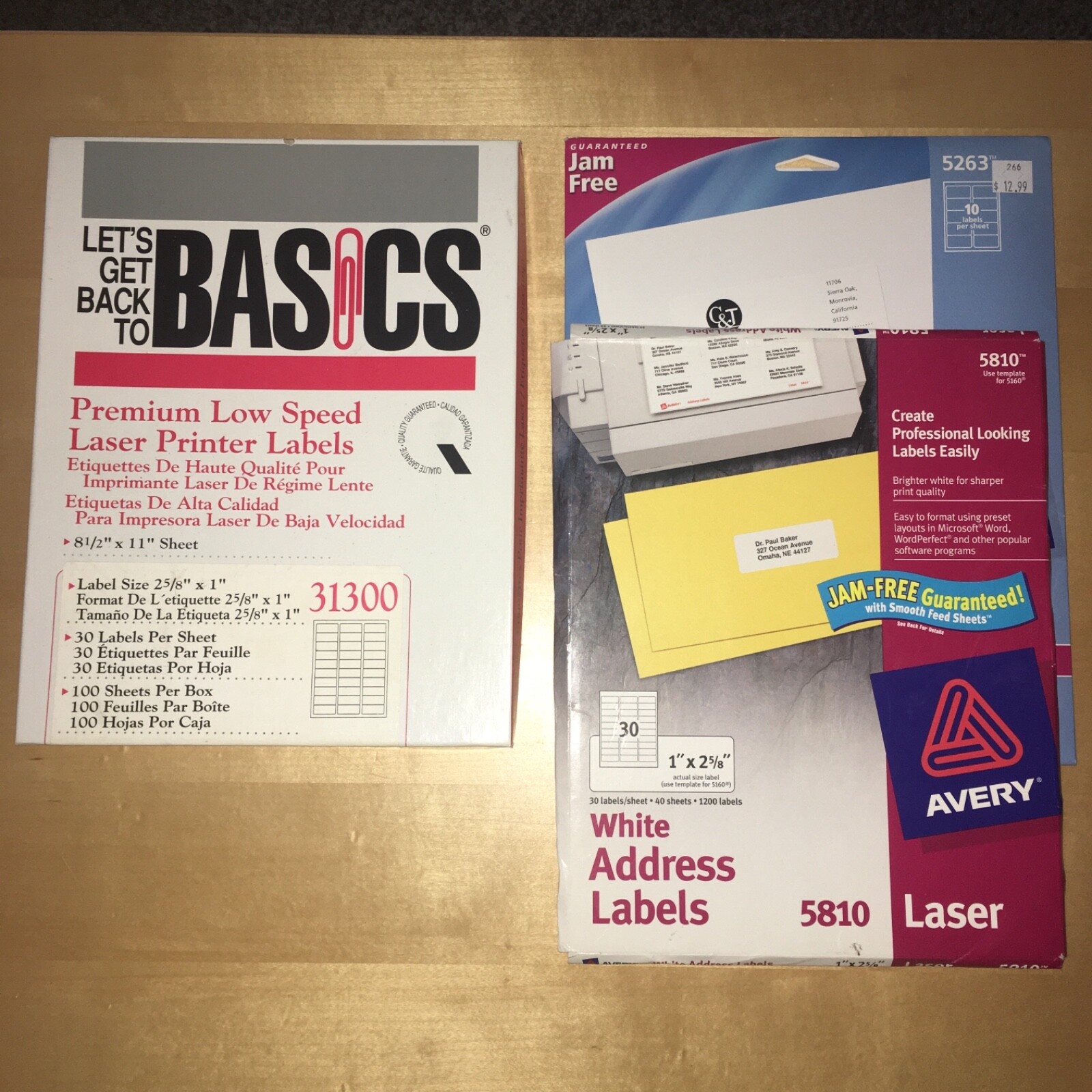 Lot of Avery & Basics Mailing Labels 2,800 total 1” x 2 5/8” and 2” x 4 ...