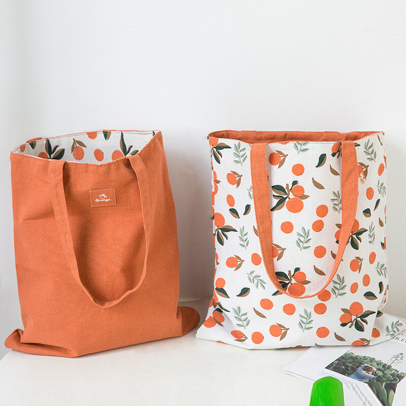 Women's Large Canvas Handbag Double Sided Shopping Bag Sundry Storage ...