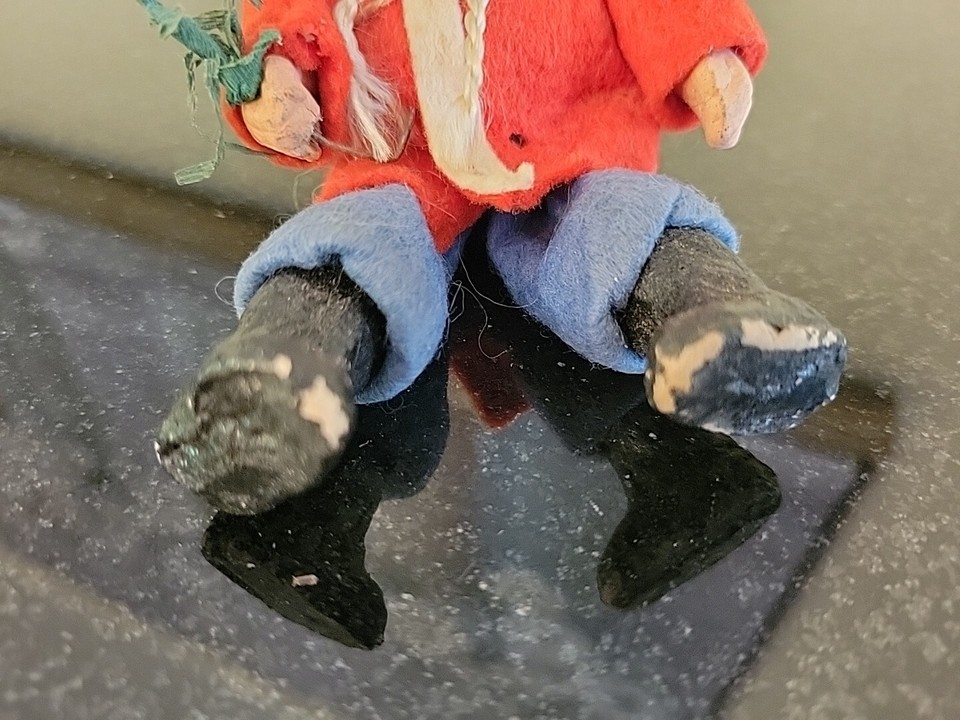 German Belsnickle Early Century Santa Figure Clay Face Hands Felt Suit ...