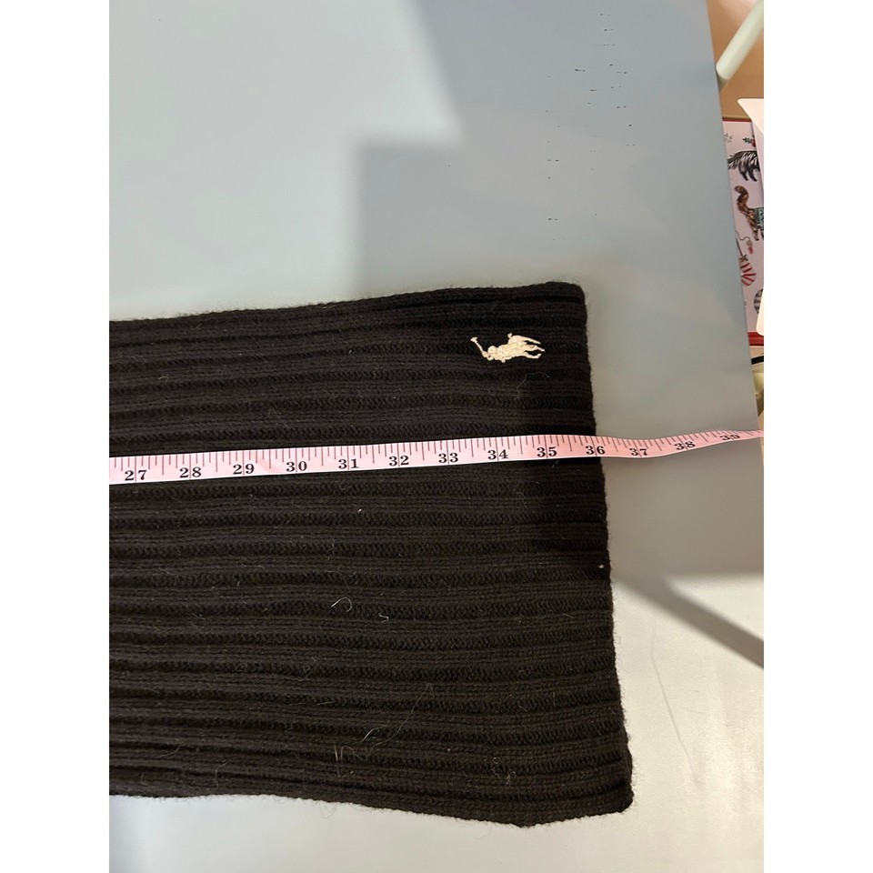 Polo Ralph Lauren black knit scarf academia old money neutral | eBay