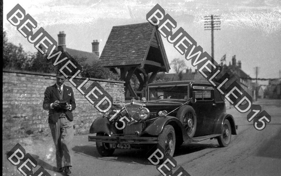 2x Old Negatives.Lady On Bonnet Of An Invicta 4.5 Litre Car 1930's.WD ...