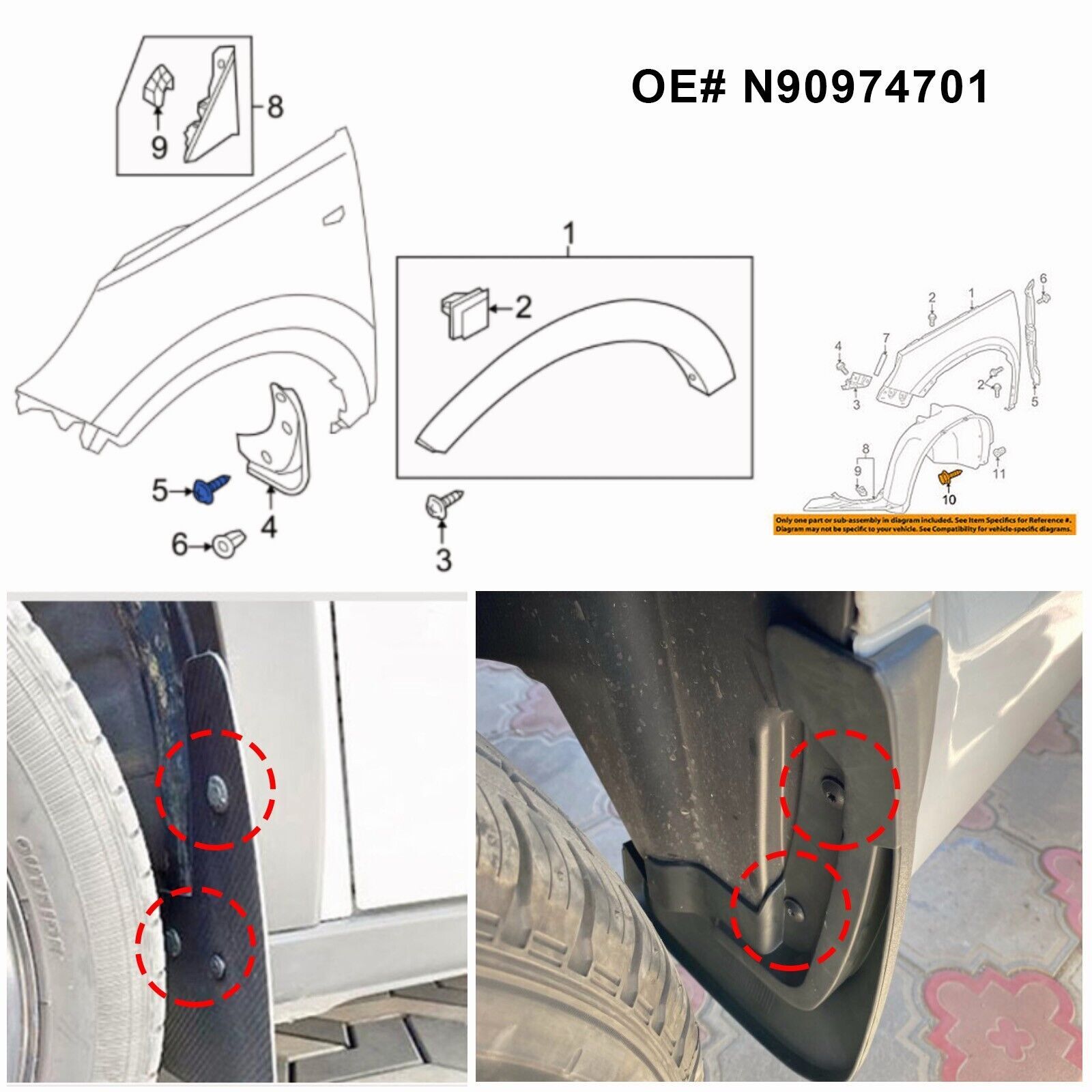 10PCS Splash Shield Screws N90974701 For Audi VW Fender Liner Bumper ...