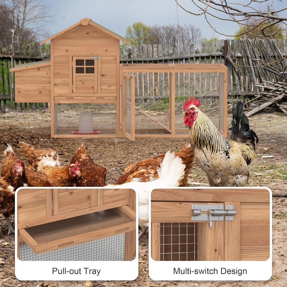 80" Chicken Coop Wooden Poultry Cage Hen Hutch Pet House Outdoor w/Nest ...