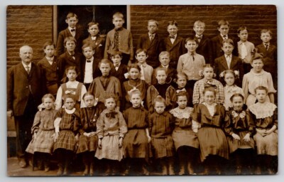 RPPC Edwardian School Class Photo Girl Beautiful Lace Collar Postcard ...