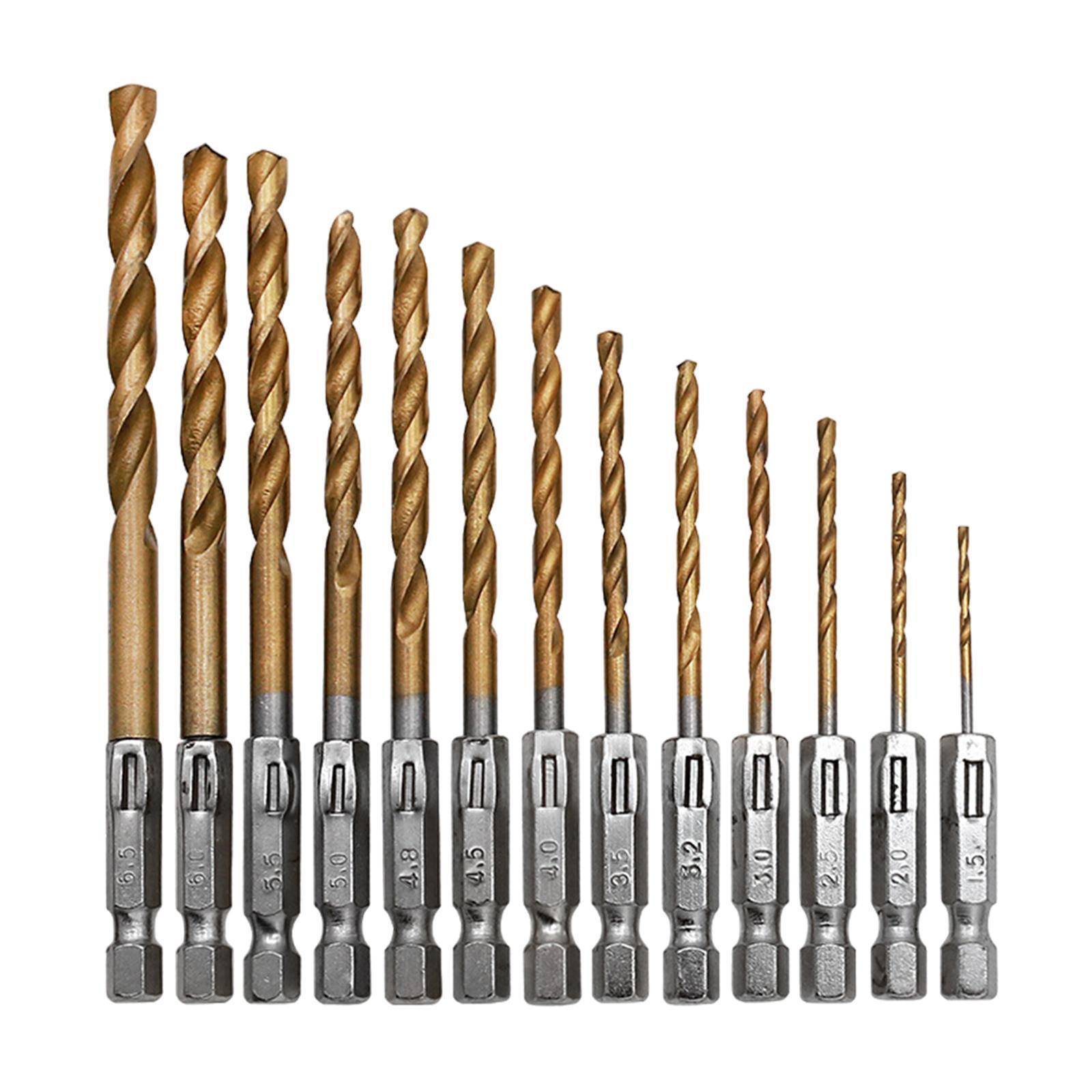 13Pcs Hex Shank Drill Bit Set Twist Drill Bit for Sheet Metal Aluminum ...
