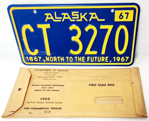NEW 1966 Alaska License Plate Number Tag with Envelope | eBay
