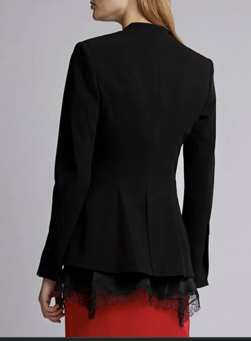 Jonathan Slimkhai Allie Crepe Combo Basque Jacket Nwt Lace Trim | eBay