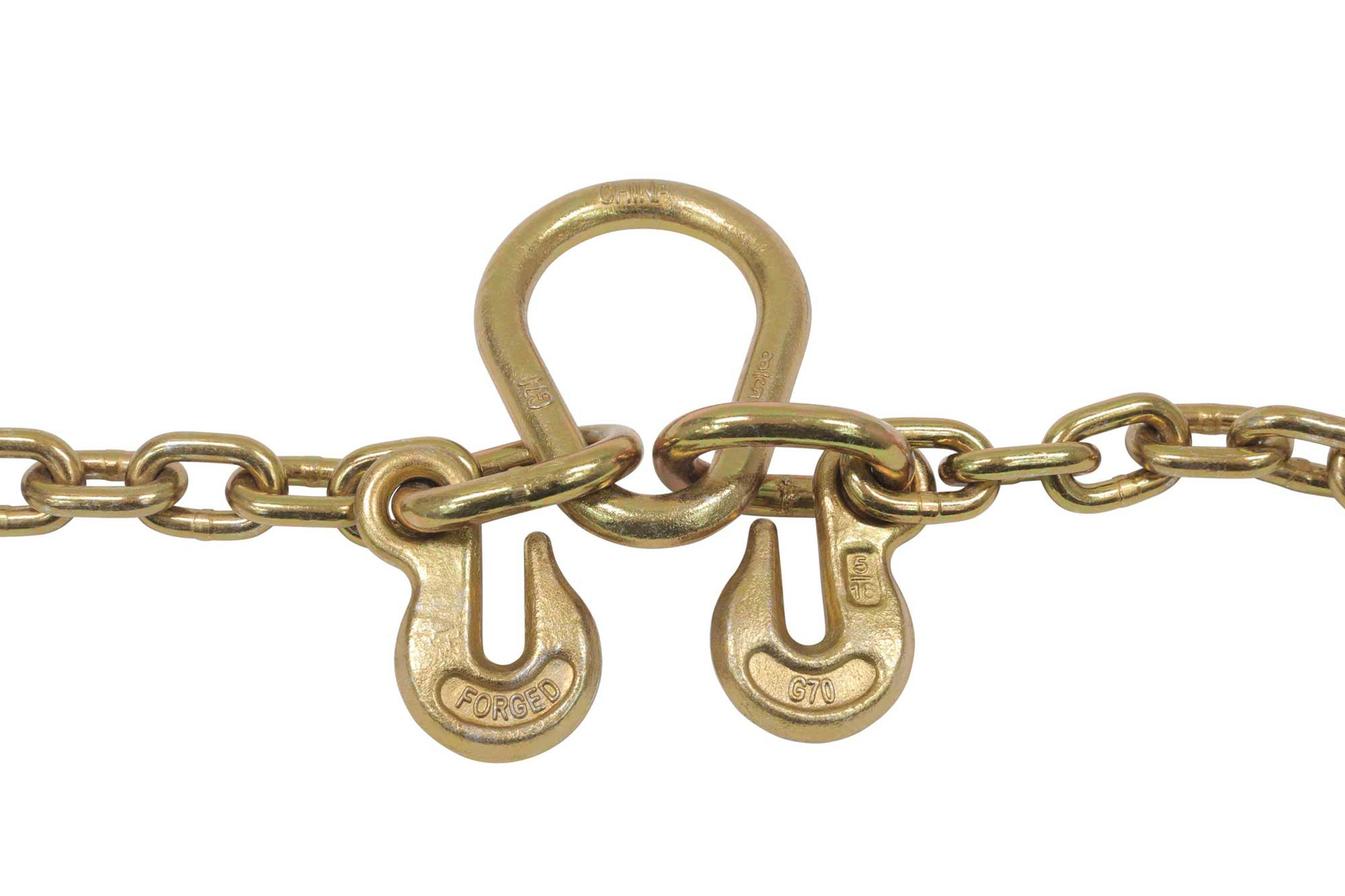 5/16" G70 V-Chain Bridle w/ RTJ Cluster Hooks 3' Leg 4700 # WLL Wrecker ...