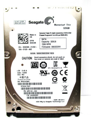 Seagate Momentus Thin 320GB ST320LT007 SATA 9ZV142-032 Laptop Hard ...