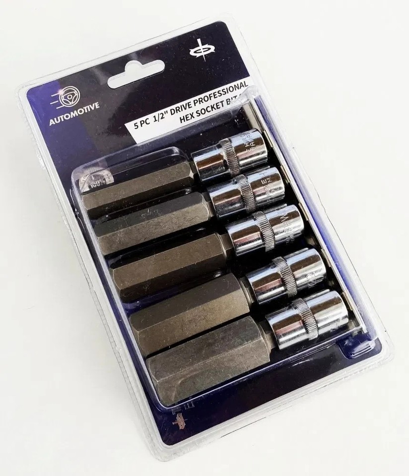 Large Hex Bit Socket Set 14mm 17mm 19mm 22mm 24mm Allen Key Sockets 1/2 ...