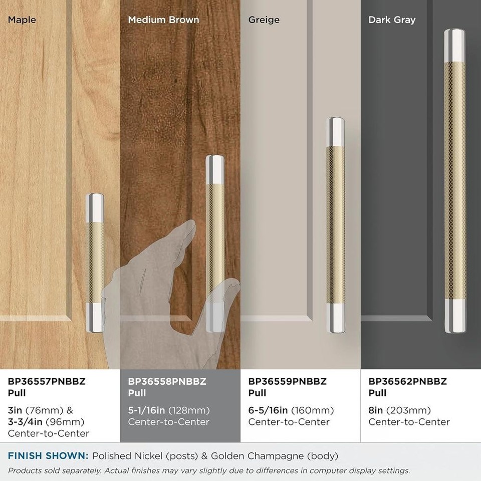 Cabinet Pull | Polished Nickel/Golden Champagne | 5-1/16 inch (128 mm ...