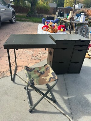 US Military Portable Officer's Field Desk Headquarters Table Trunk | eBay
