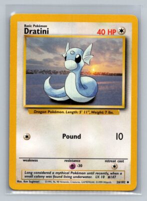 1999 Pokemon TCG Wizards of the Coast Base Set Dratini #26 Unlimited | eBay
