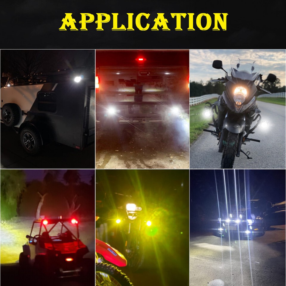 Pair 3" LED Work Light Yellow/White Spot Pods Flash for Polaris Can-am ...