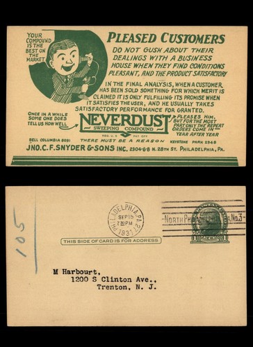 Mayfaistamps US 1931 Philadelphia PA Neverdust Advertising Stationery ...