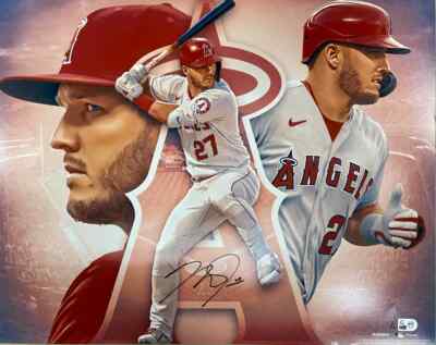 Mike Trout Autographed 16x20 Print - Designed by Artist Brian Konnick ...