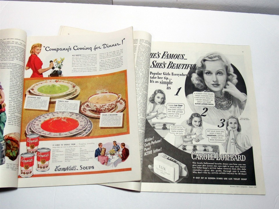 Lot 7 Vtg 1940 1941 1942 Woman's Home Companion Magazines paged through ...