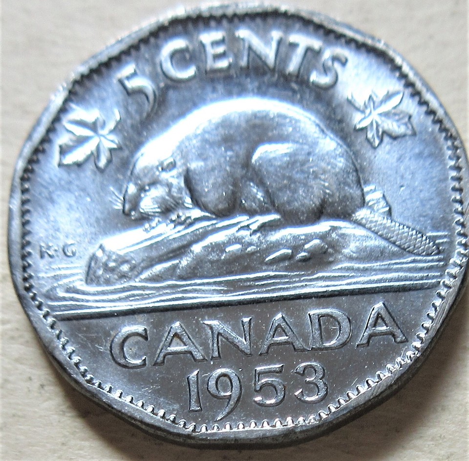 1953 Canada Five Cents Coin. BRI. UNC Nickel 5 cents 5c (F713R) | eBay
