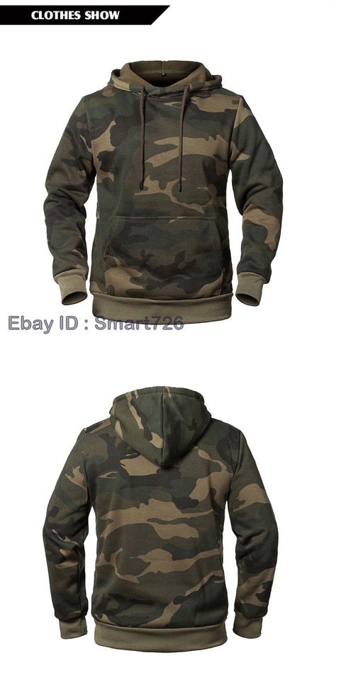 Men Hooded Cotton Camouflage Casual Jacket Parka Army Pullover Pocket ...
