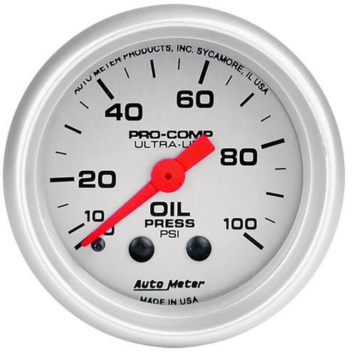 Auto Meter Pro-Comp Ultra-Lite 2-1/16 Oil Pressure Gauge 0-100PSI ...