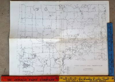 Vintage 1960's Pinckney Michigan Community Schools Transportation Map ...