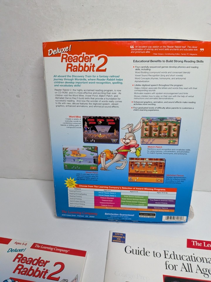 The Learning Co Reader Rabbit 2 PC CD Rom Win Mac Big Box Phonics Vtg ...