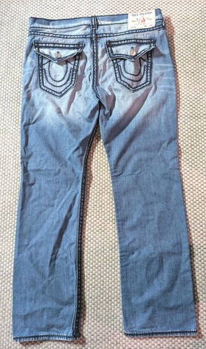 True Religion Jeans Mens 38x32 Blue Ricky Relaxed Straight Flap Pockets ...