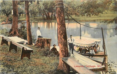 c1909 Postcard; Carthage MO Steam Launch Pleasure Boat at Lakeside ...