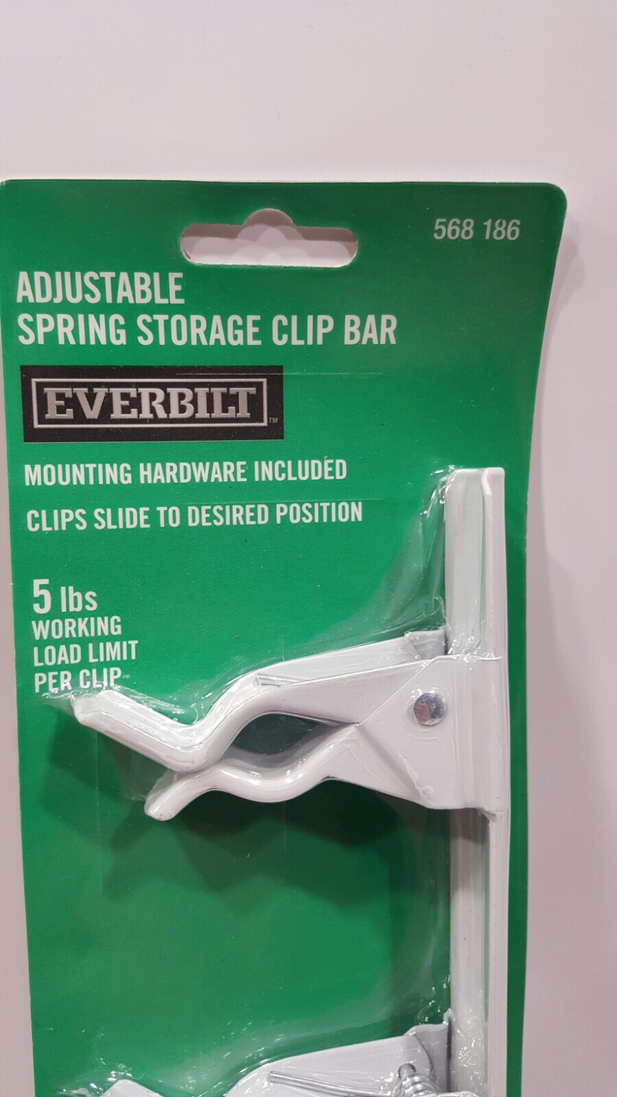 Everbilt Spring Storage Clip Bar 17" White PN #01147 SKU #568186, Set ...