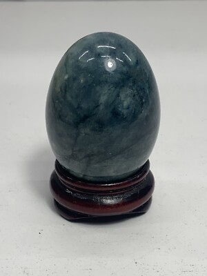Vintage Alabaster Marble Hand Carved Stone Egg Blue With Stand | eBay