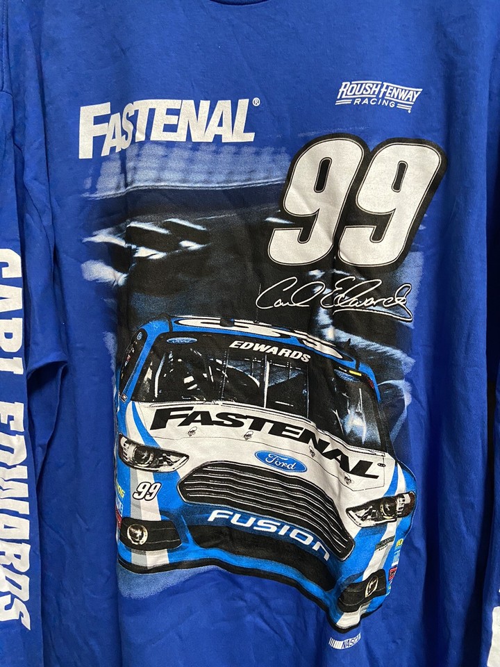 Carl Edwards # 99 Nascar Fastenal L/S Royal One Sided Men's Shirt 2XL ...