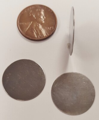 12 VINTAGE STEEL FLAT ROUND DISC 19mm. SILVER METAL STAMPING FINDINGS ...