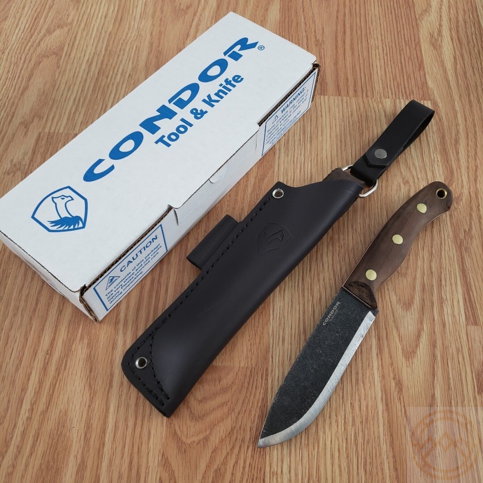 Condor Bisonte Fixed Knife 4.63" Full Tang 1095HC Steel Blade Walnut ...