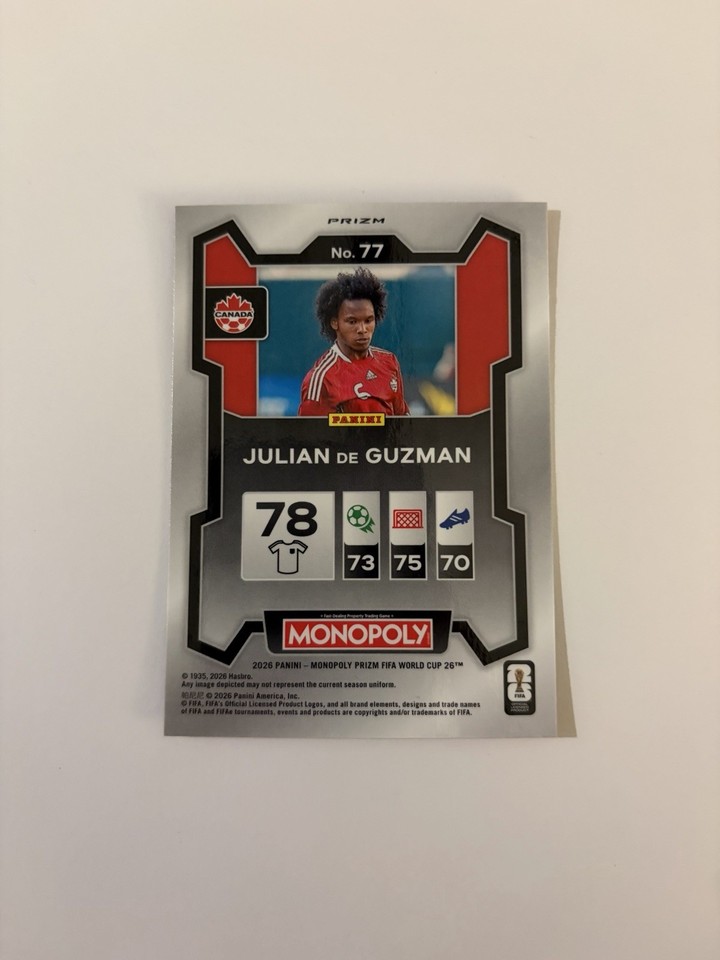 2026 Panini Prizm Monopoly FIFA World Cup - Julian De Guzman #77 COLOR ...