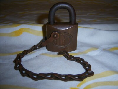 Vintage Corbin Cabinet Lock Company Brass Padlock with Chain 1909 | eBay