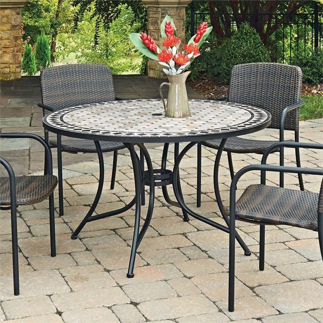Marble Top Round Outdoor Dining Table by Home Styles Black for sale ...