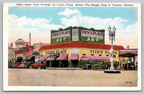 Postcard Vick's Place Restaurant Bar Downtown Tijuana Mexico | eBay