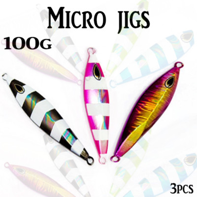 3x 100g Micro Jigs Glow Metal Jigging Jig Inchiku Lead Snapper Jewfish ...