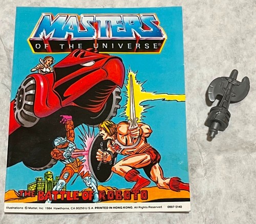 Vintage axe hand & comic Roboto MOTU 1985 Mattel He-Man Masters of the ...
