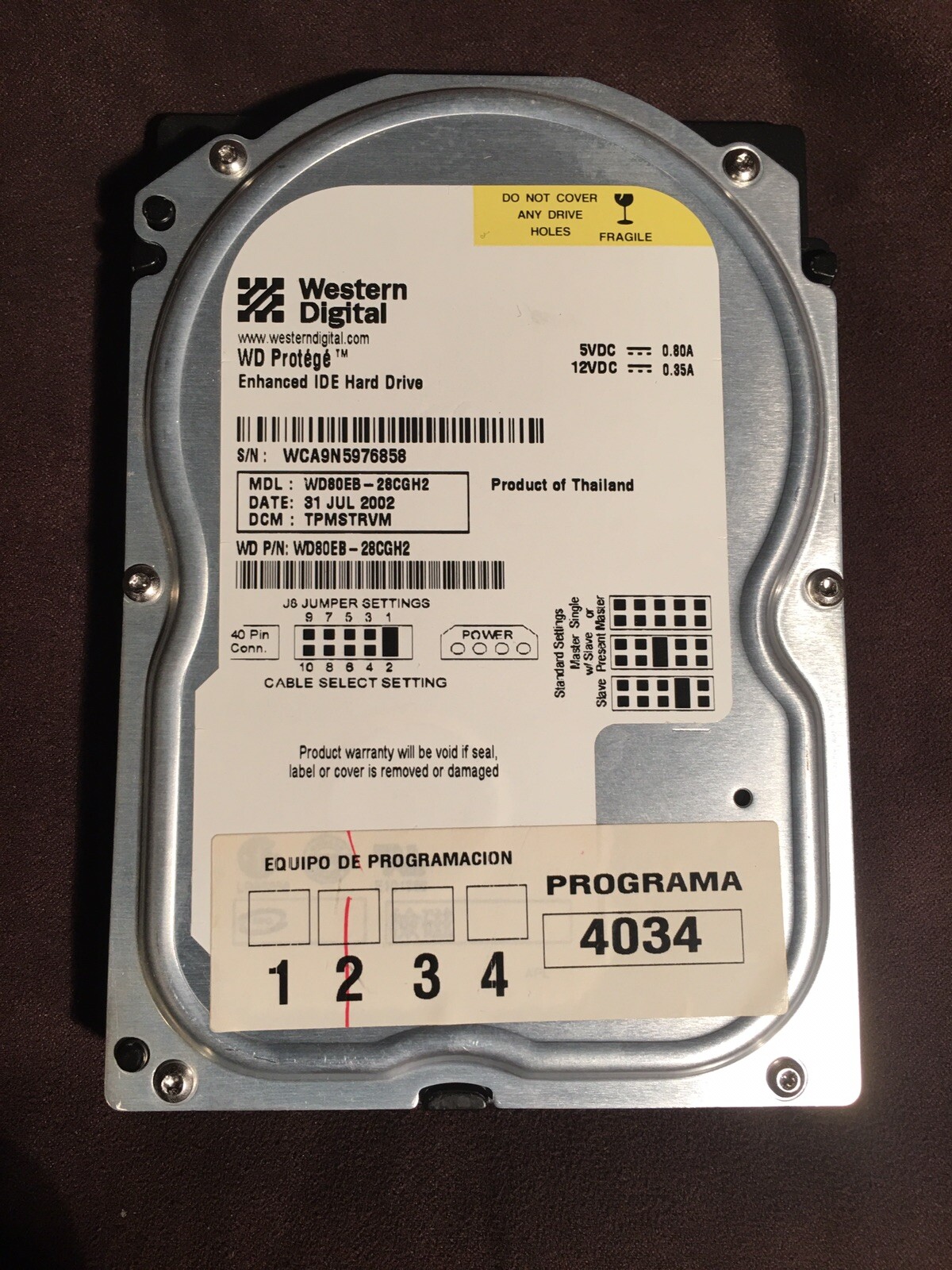Western Digital 8 GB 3.5" IDE EIDE PATA Hard Drive HD HDD WD WD80EB OG ...