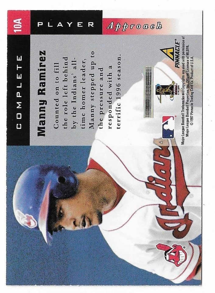 1998 Score Baseball Manny Ramirez Complete Players Card #10A Cleveland ...
