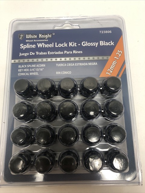 White Knight Wheel Lock Kit Black Spline Acorn Part# 723806 for sale ...
